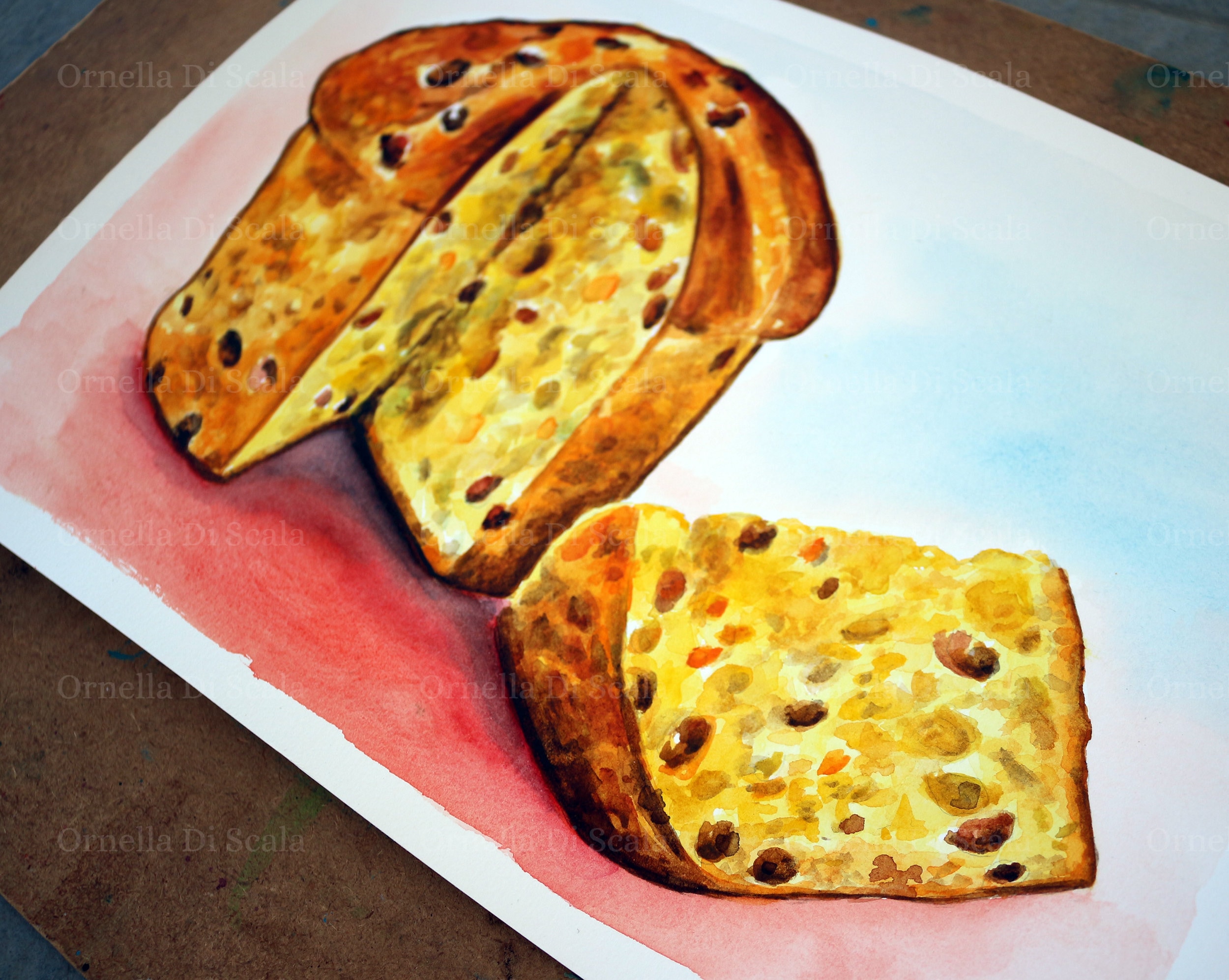 Panettone Milan Christmas Bakery Watercolor Painting Instant Download ...