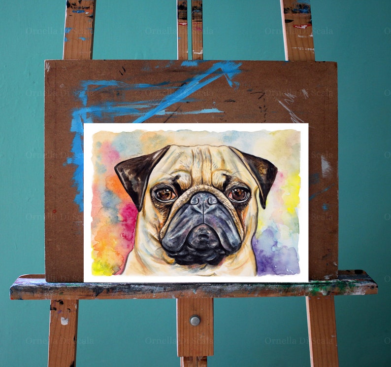 Pug Fawn Watercolor Painting Instant Download Printable Artwork - Etsy
