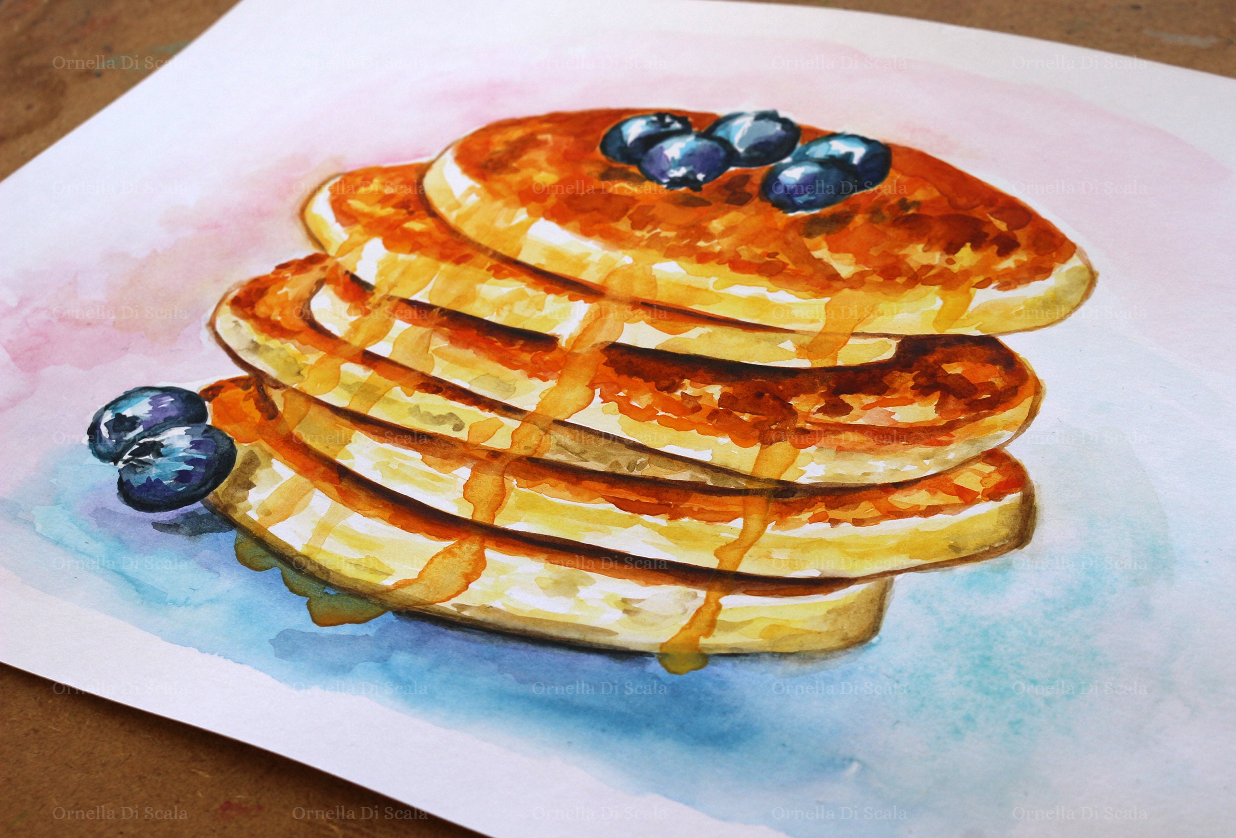 Pancake Watercolor Painting Instant Download Printable Artwork - Etsy