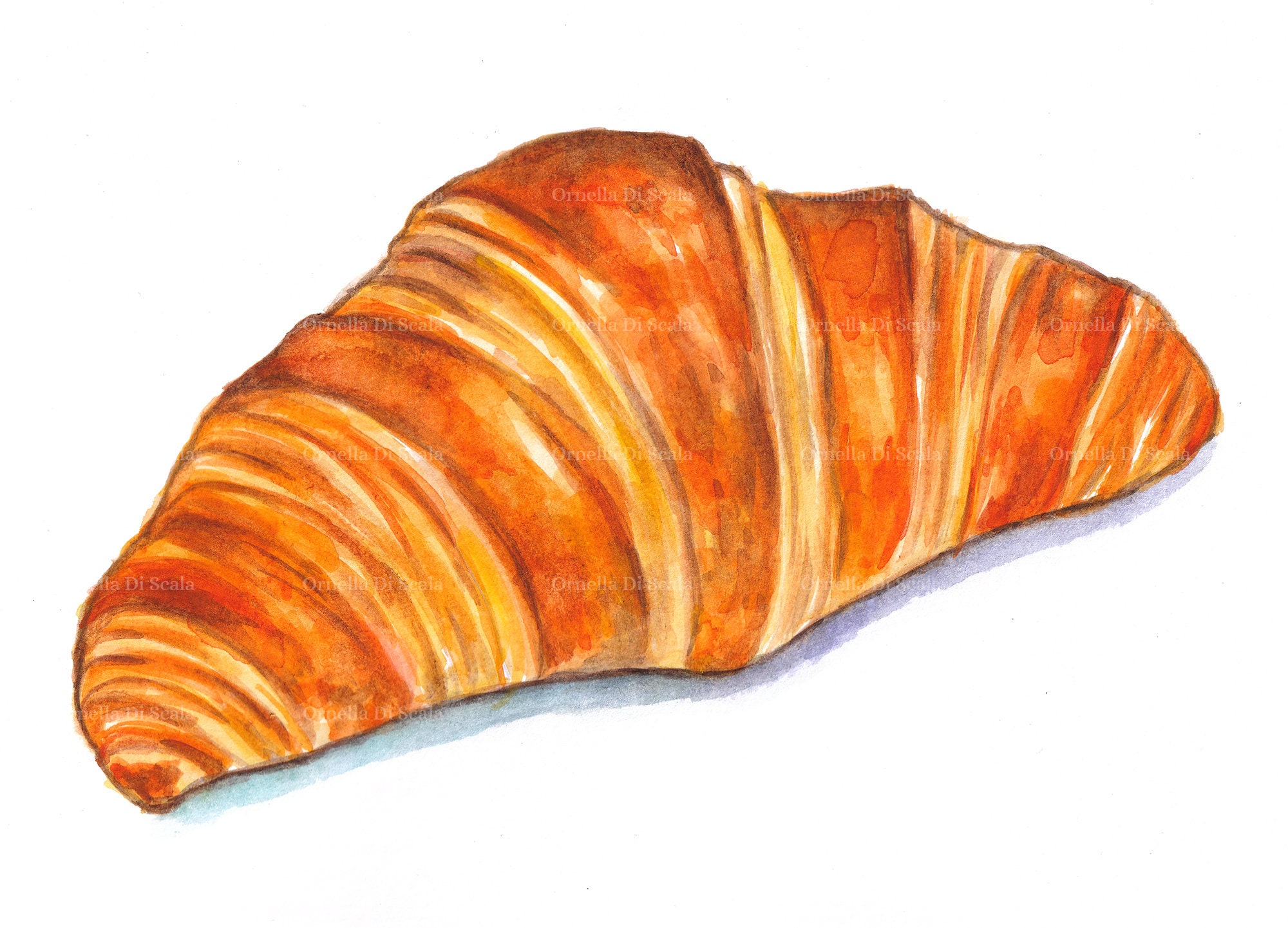 Croissant Watercolor Painting Instant Download Printable Artwork - Etsy