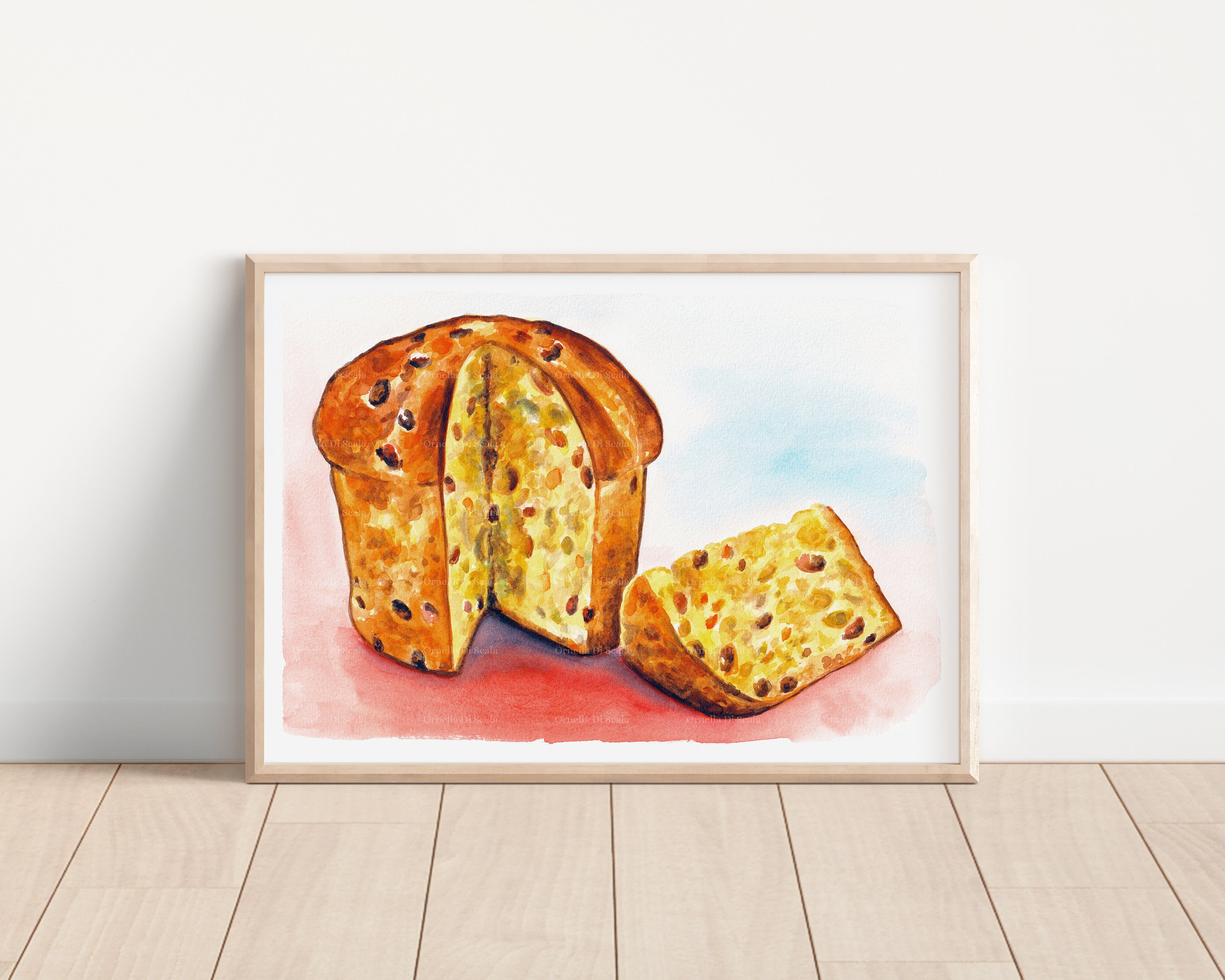 Panettone Milan Christmas Bakery Watercolor Painting Instant Download ...