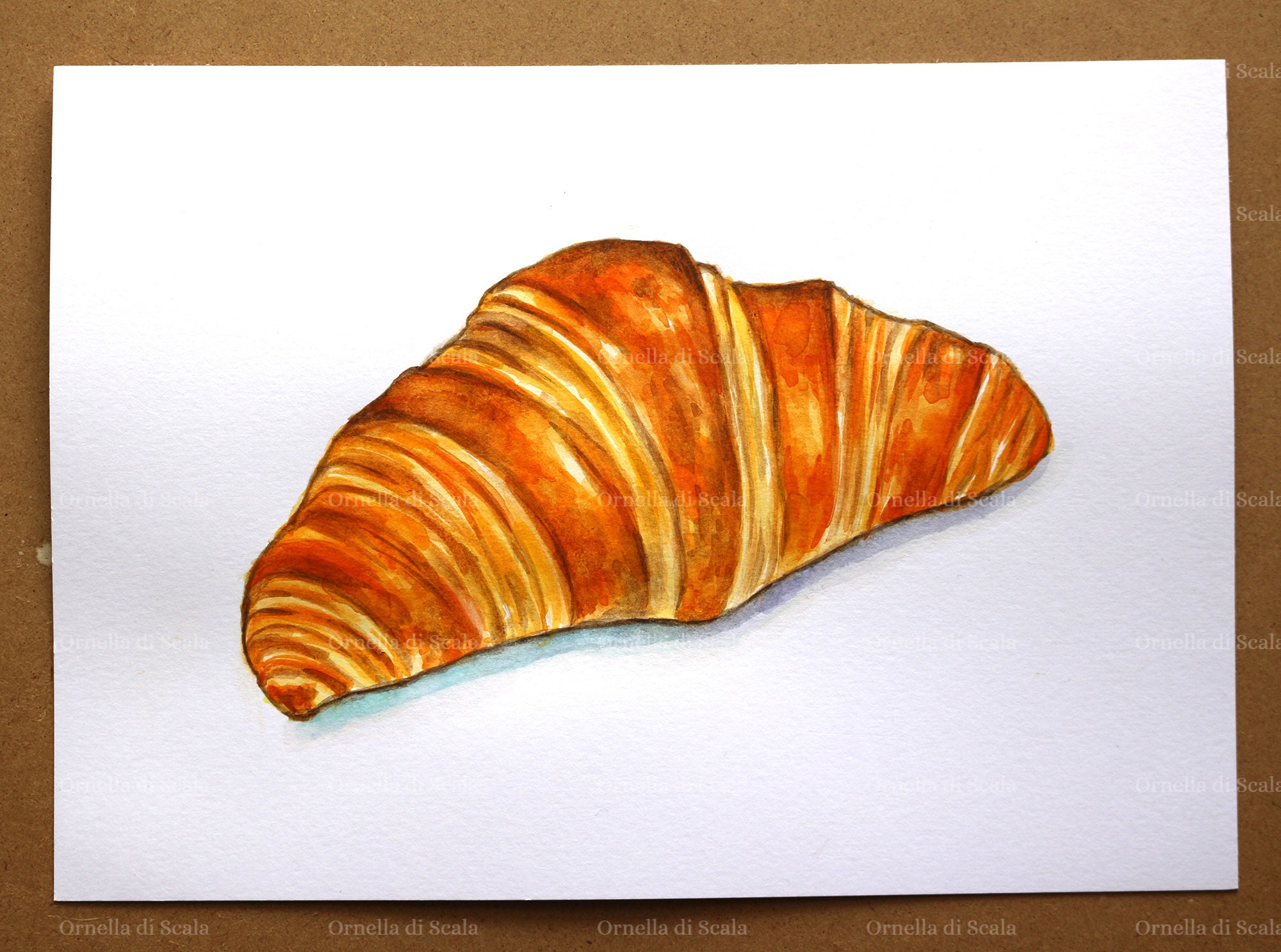 Croissant Watercolor Painting Instant Download Printable Artwork - Etsy