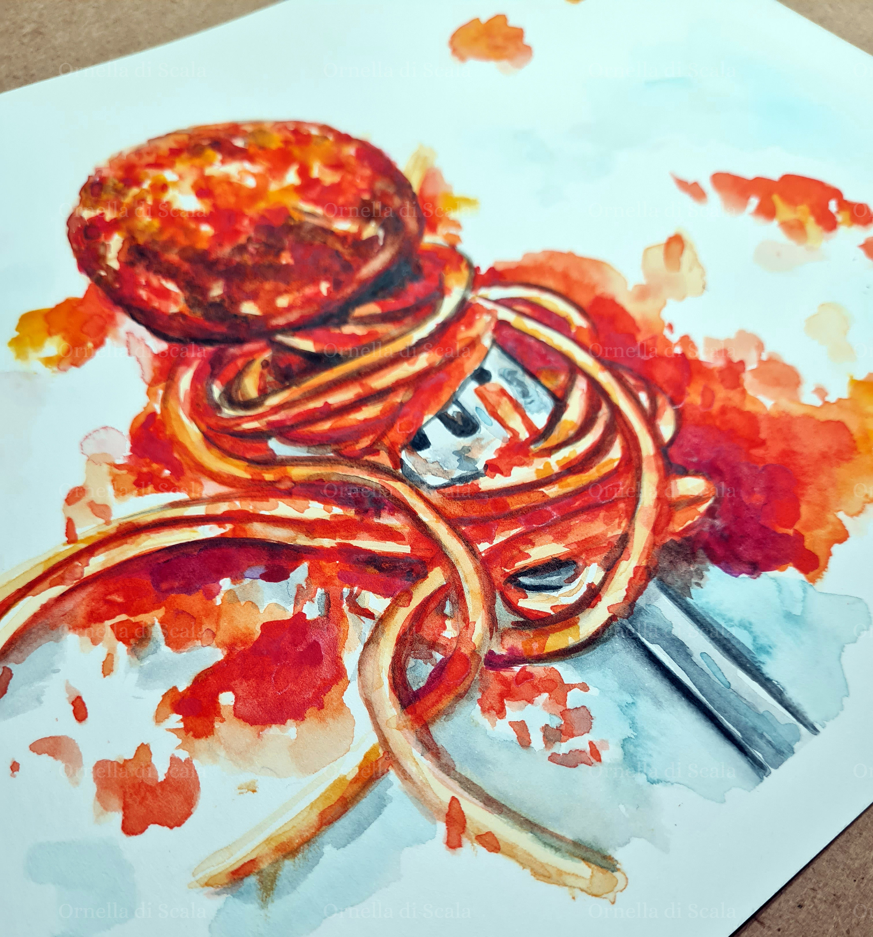 Meatball and Spaghetti Watercolor Painting Instant Download Printable ...