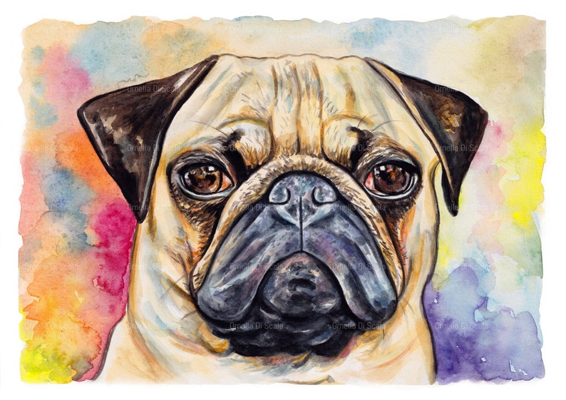 Fawn Pug Watercolor Printable Art, Instant Download Dog Breed Wall ...