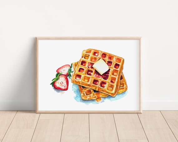 Waffles Watercolor Painting Instant Download Printable Artwork | Etsy
