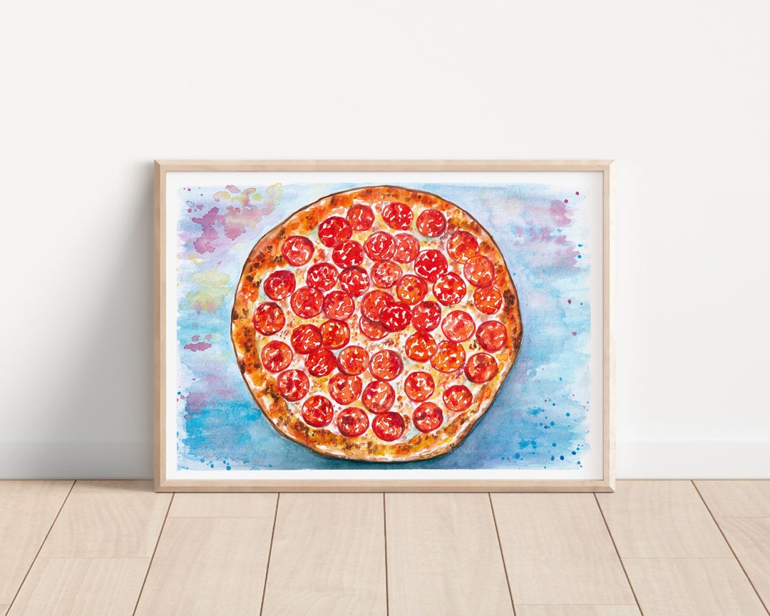 Pepperoni Pizza Watercolor Painting Instant Download Printable Artwork - Etsy