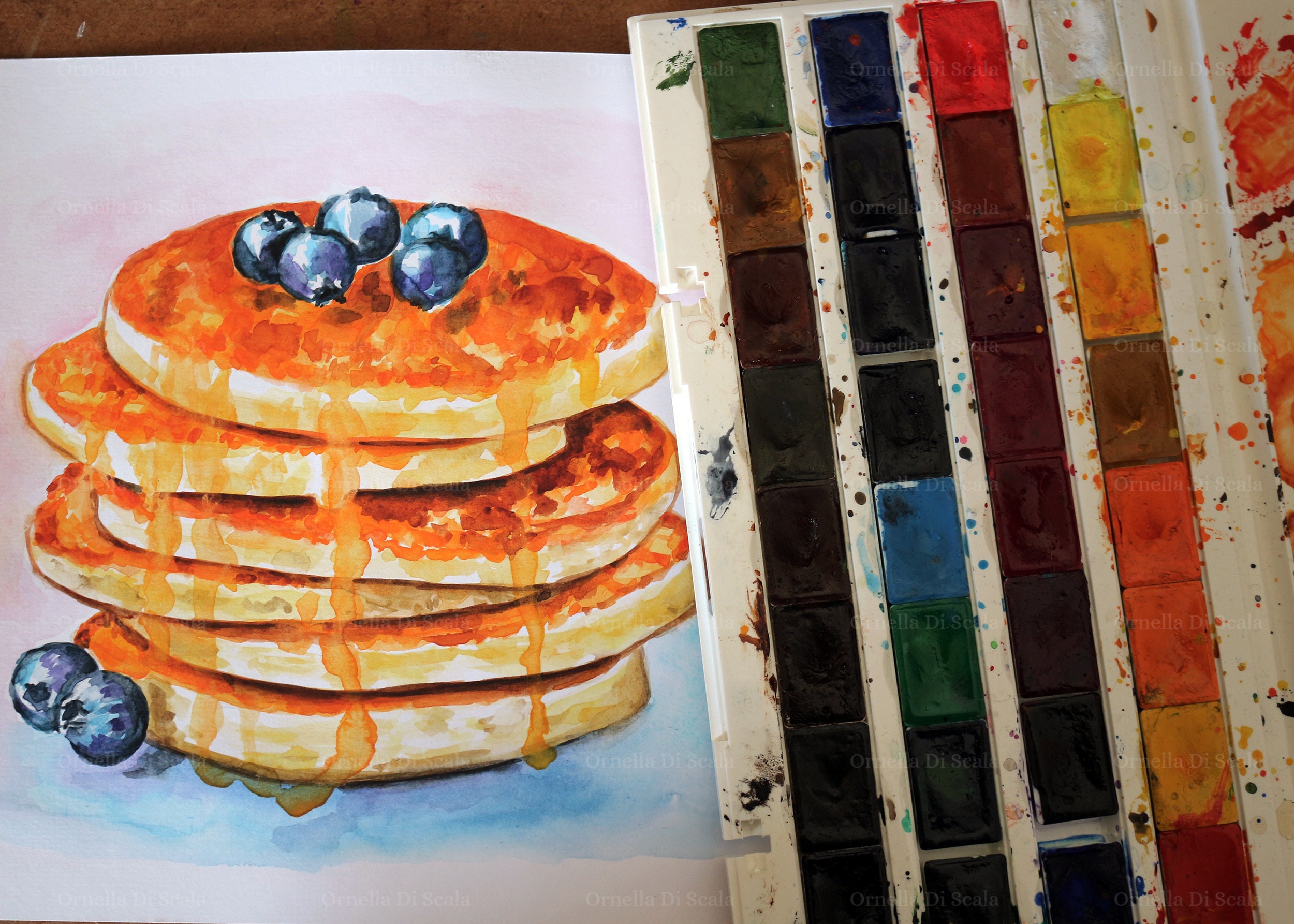 Pancake Watercolor Painting Instant Download Printable Artwork - Etsy