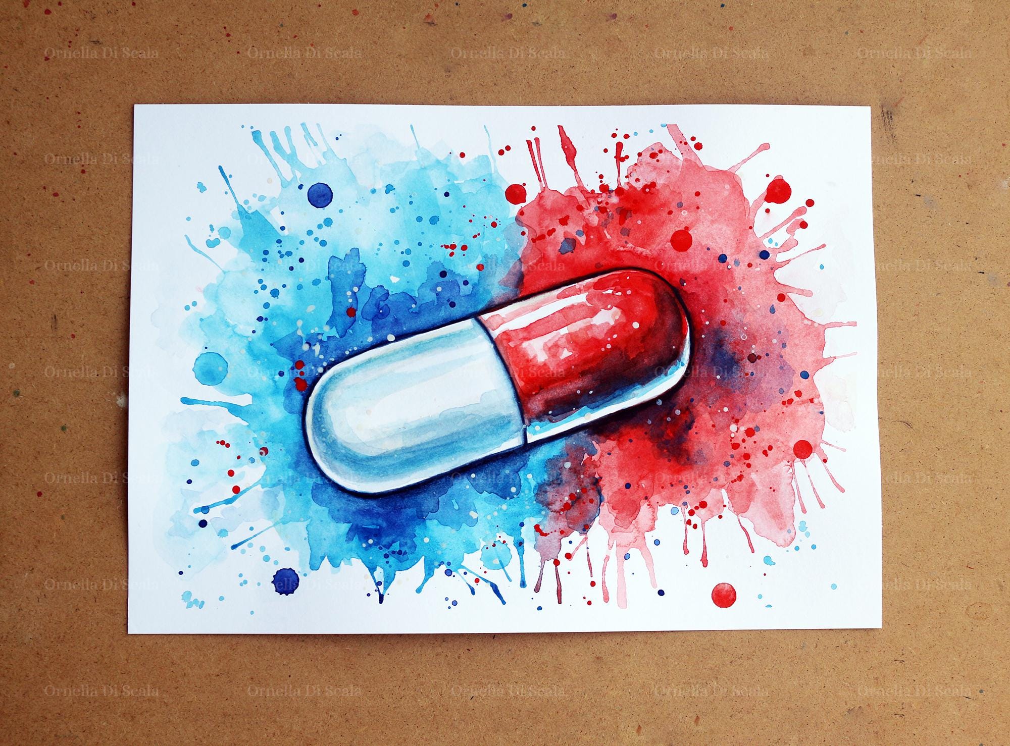 Pill Antibiotic Watercolor Painting Instant Download Printable Artwork ...