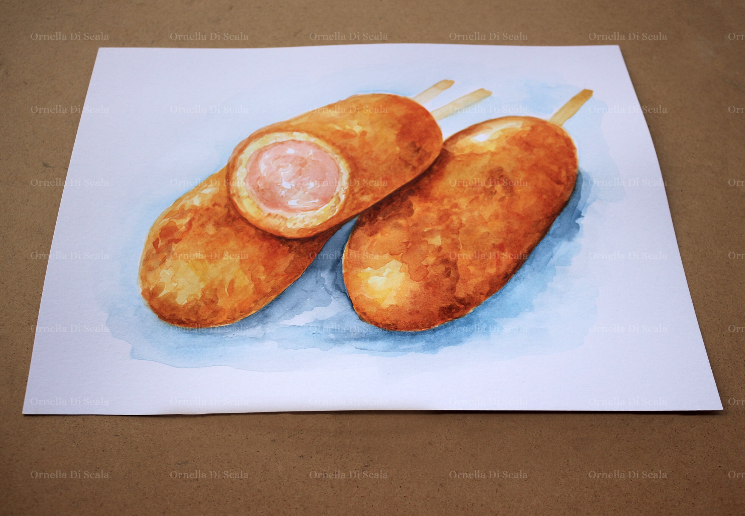 Corn Dog Watercolor Painting Instant Download Printable Artwork - Etsy