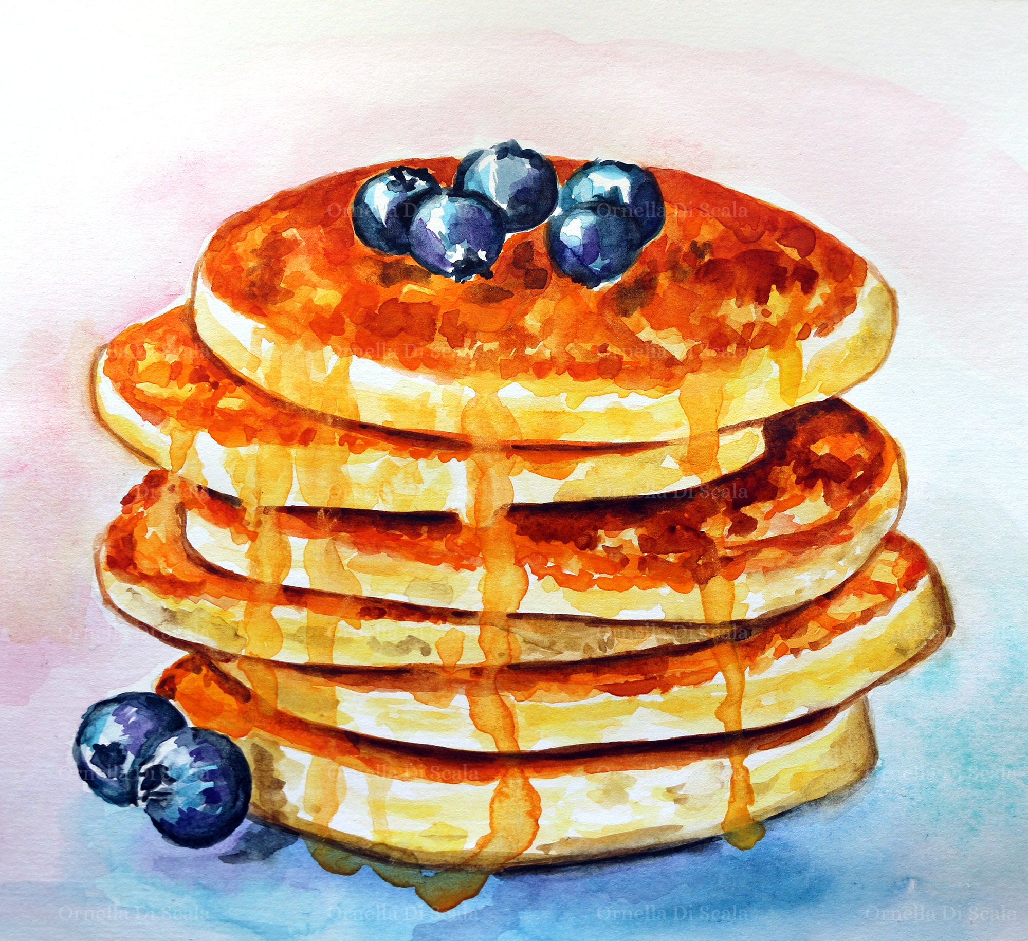 Pancake Watercolor Painting Instant Download Printable Artwork - Etsy