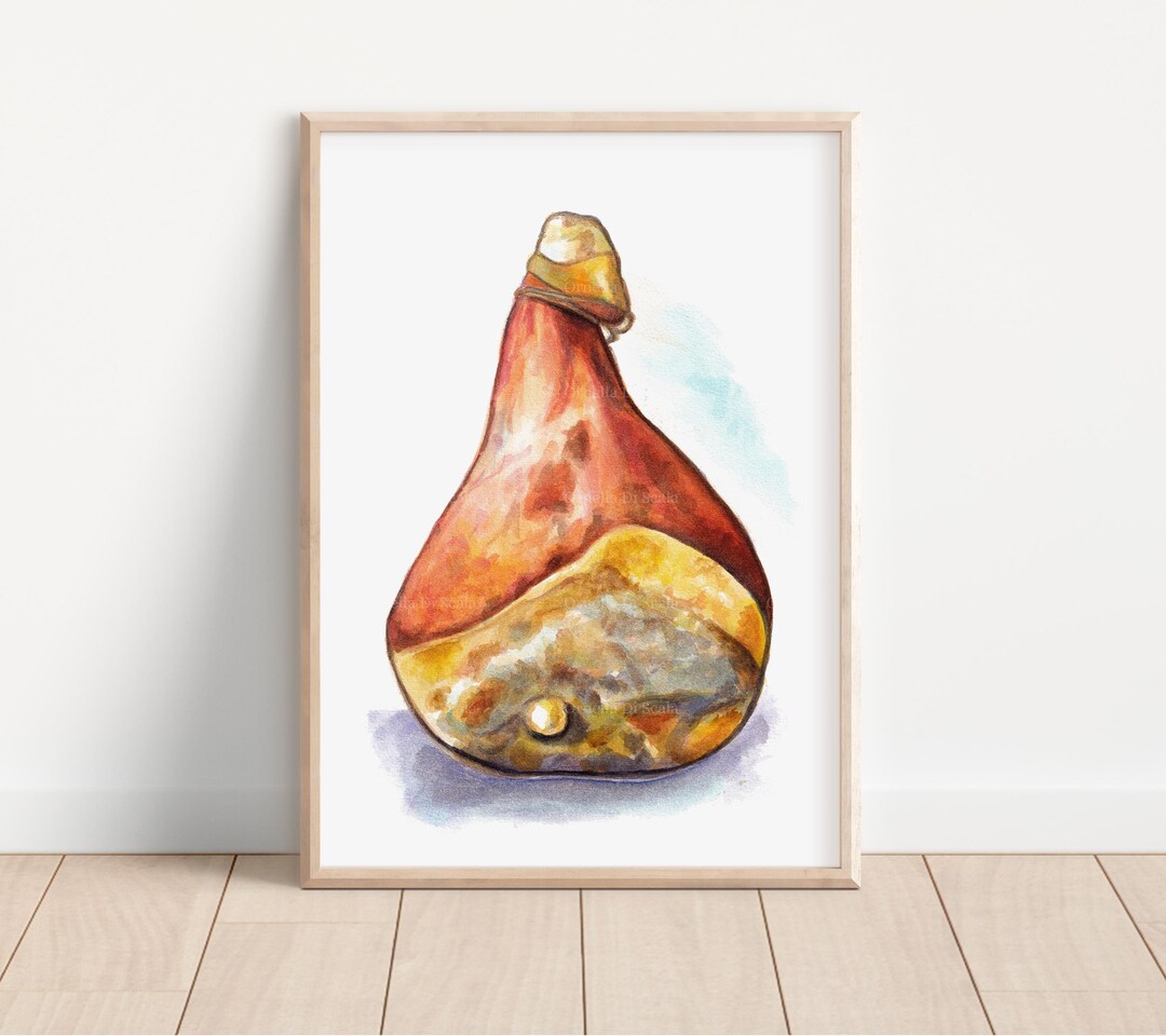 Italian Cured Ham Printable Wall Art, Hand-painted Watercolor Italian ...