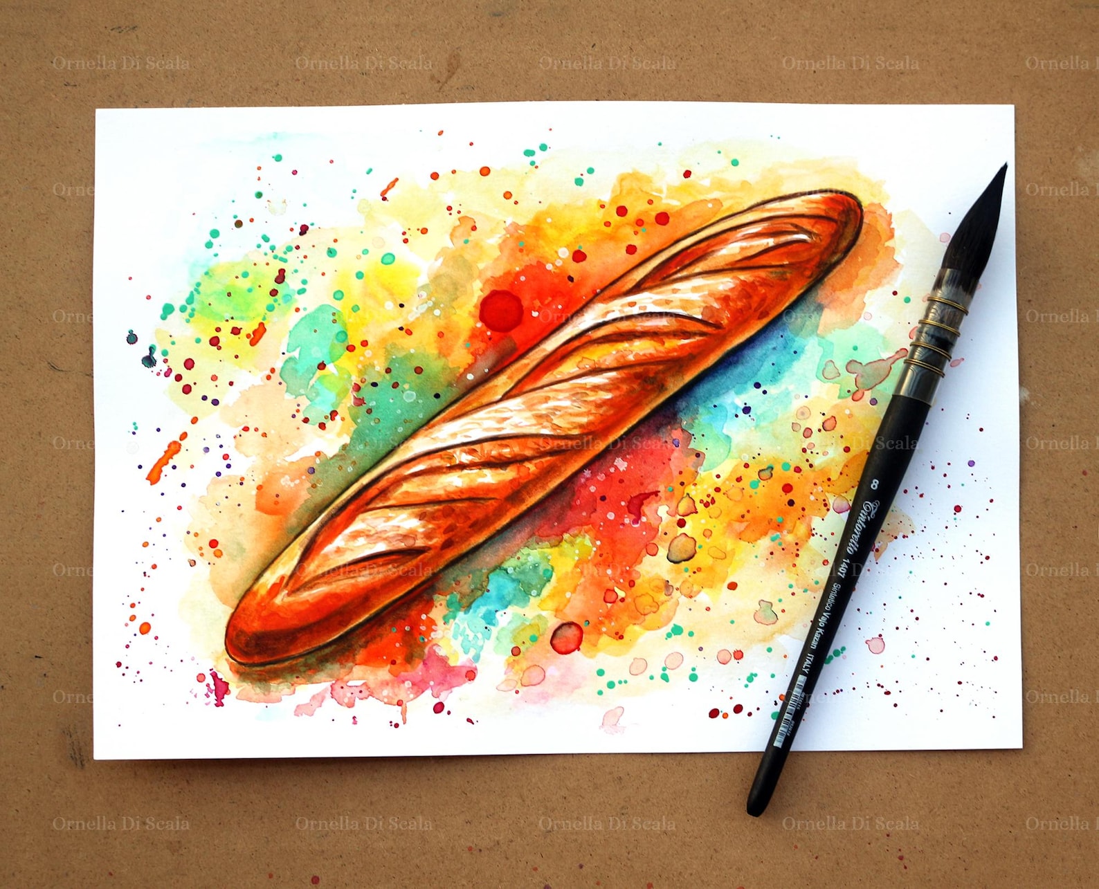 French Bread Baguette Watercolor Painting Instant Download Printable ...