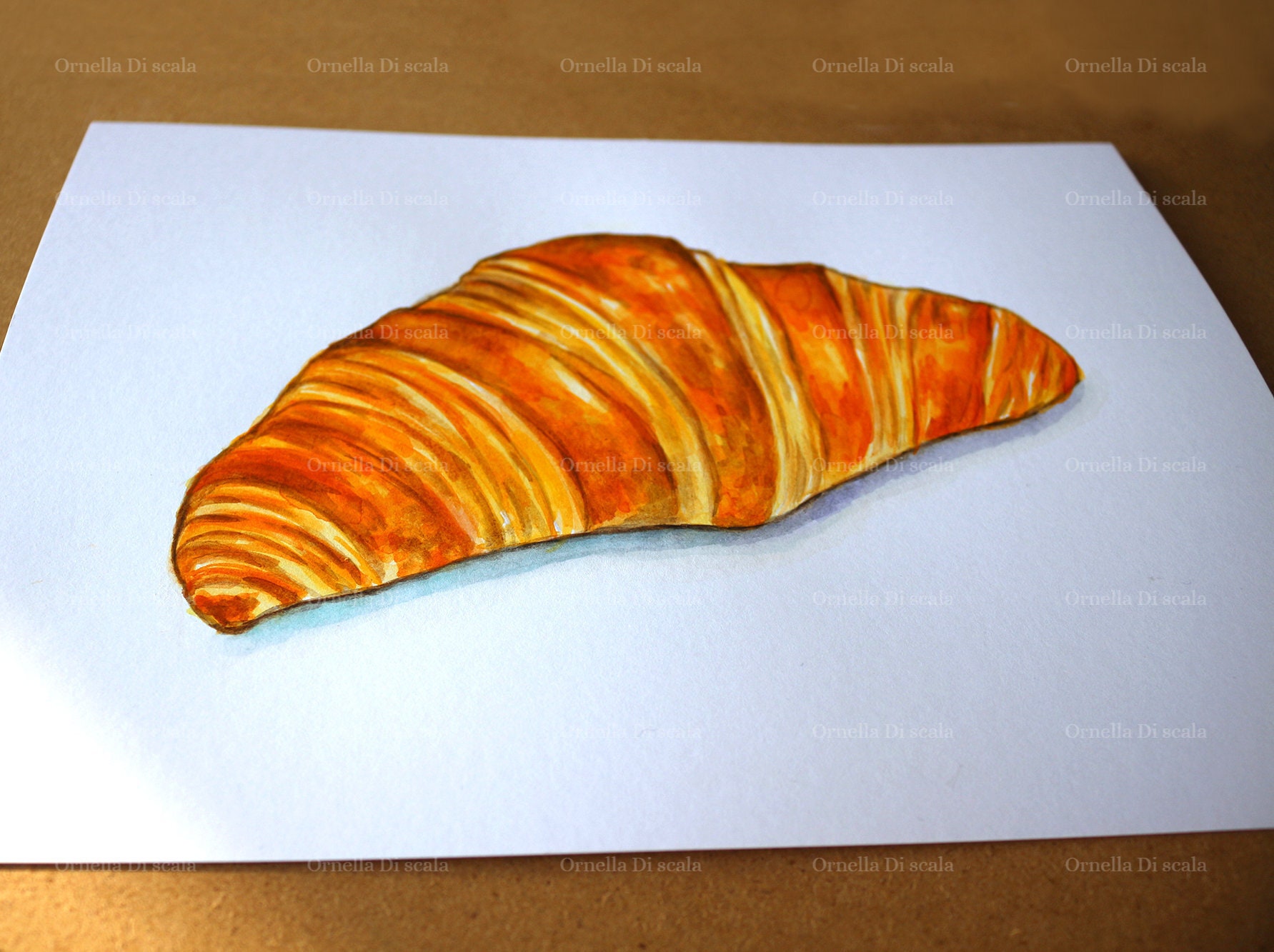 Croissant Watercolor Painting Instant Download Printable Artwork - Etsy