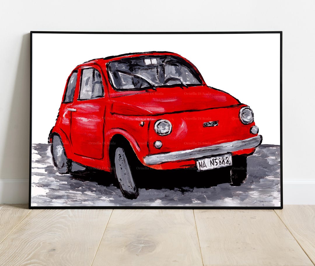 Fiat 500 Red Italy ,painting Instant Download Printable Artwork - Etsy