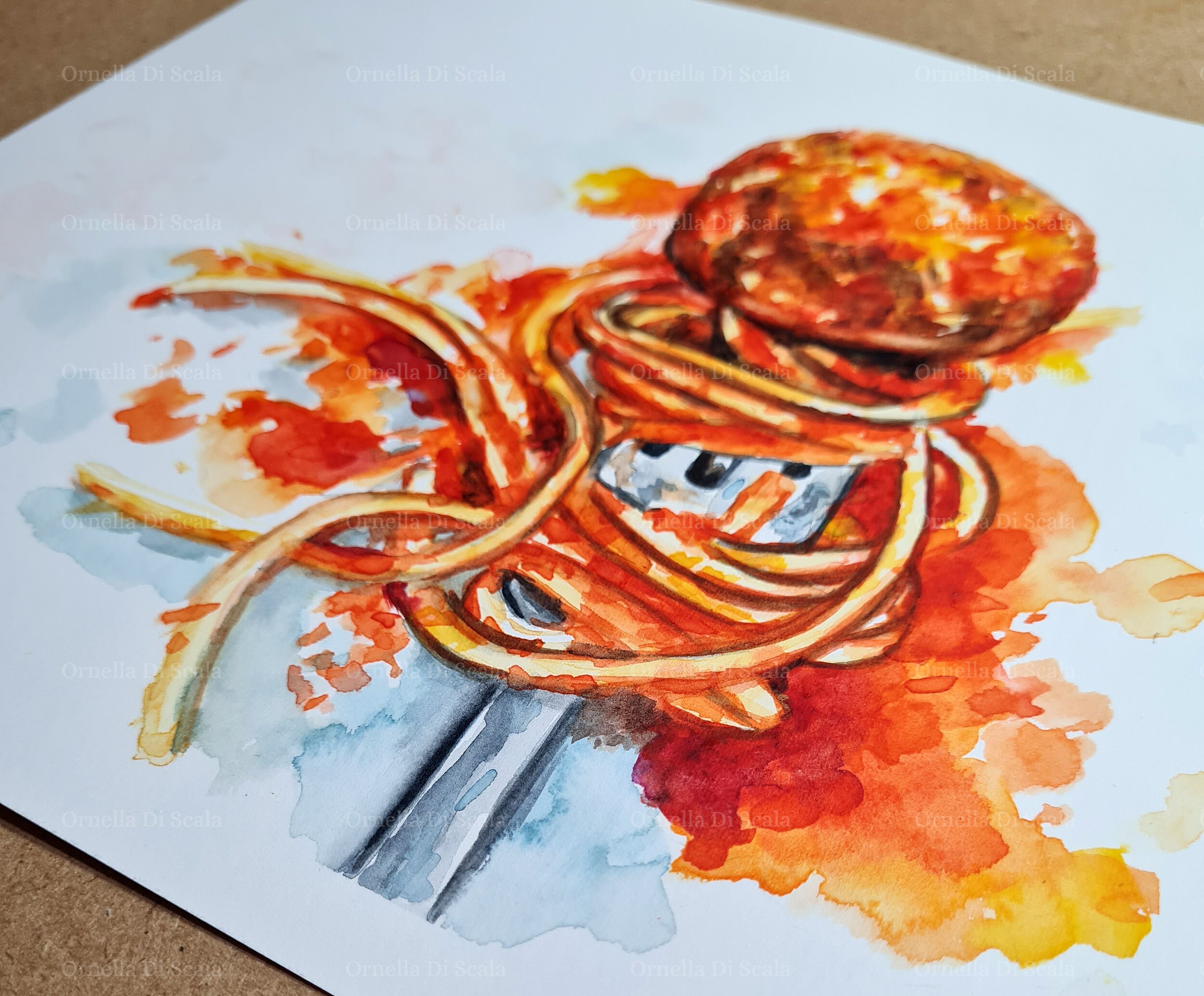 Meatball and Spaghetti Watercolor Painting Instant Download Printable ...