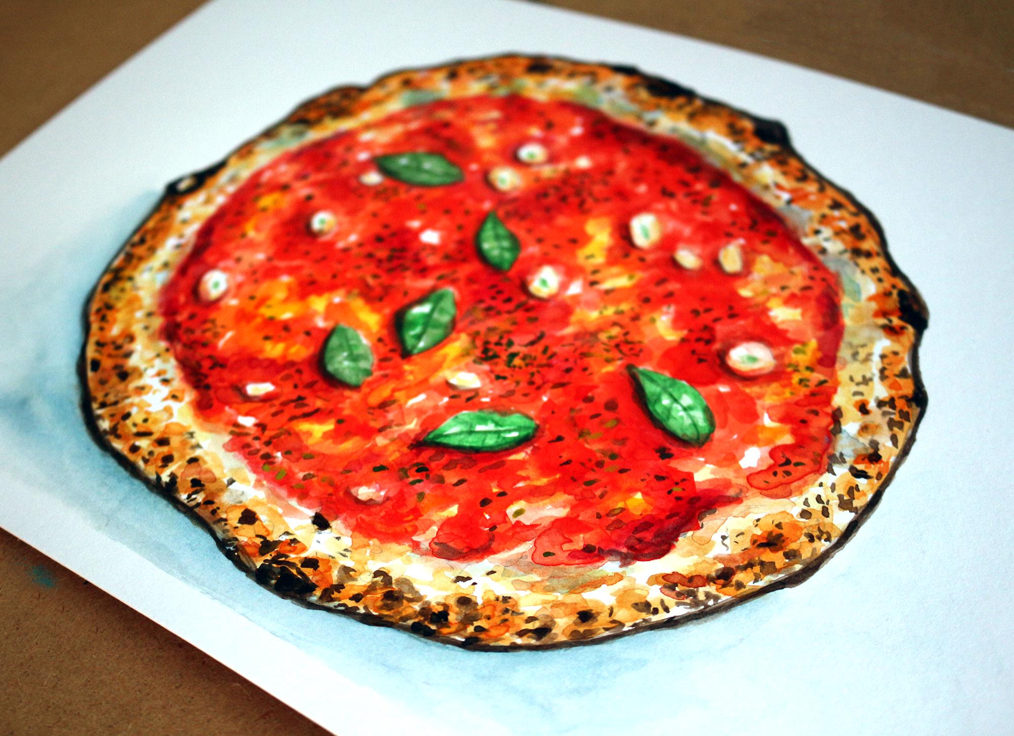 Neapolitan Pizza Marinara Watercolor Painting Instant Download ...