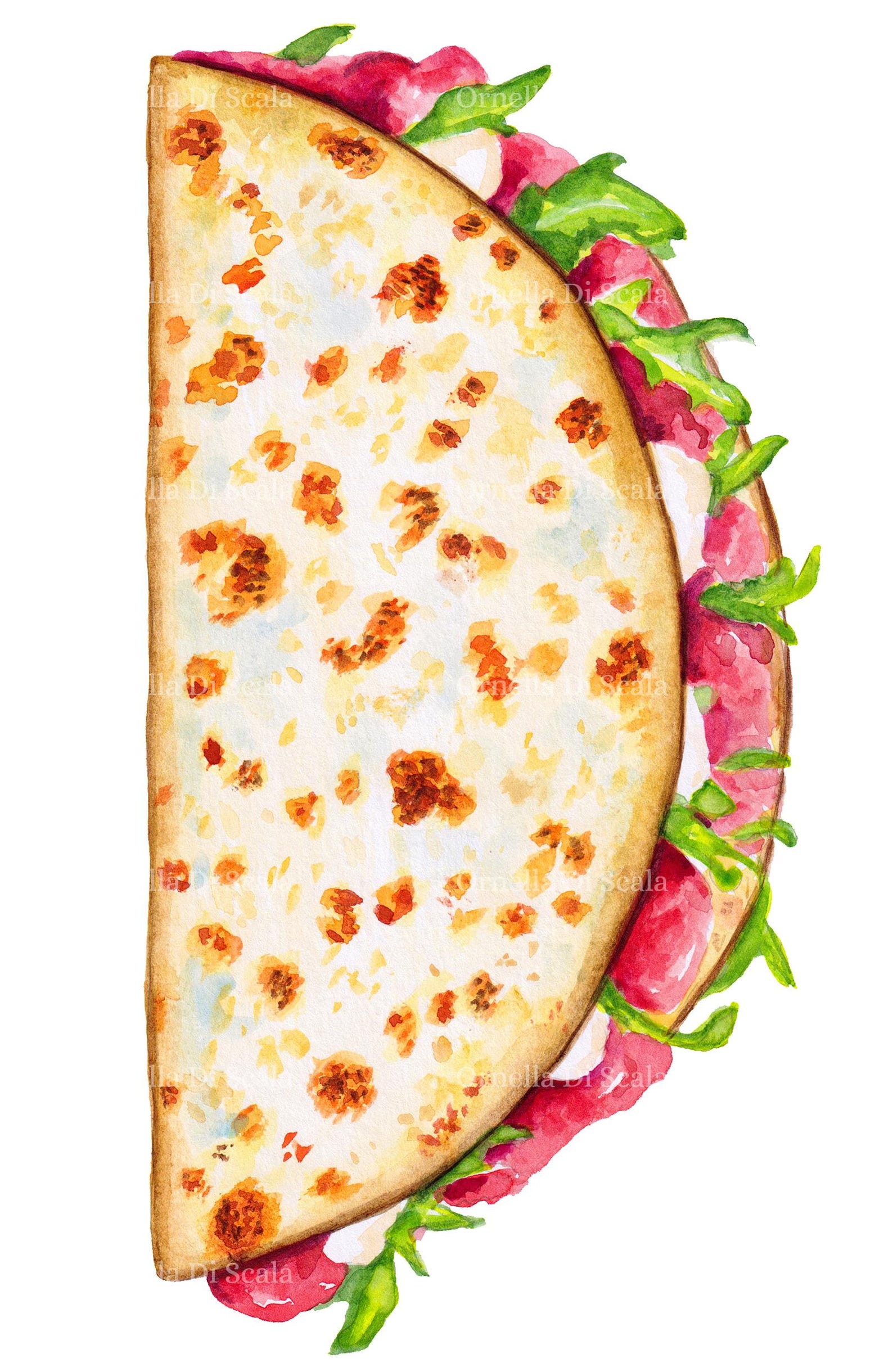 Italian Flatbread Watercolor – Instant Download Printable Art, High-res ...