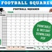FOOTBALL Squares, Football Squares Grid, 100 Numbered Squares for the ...