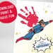 SUPERDAD Father's Day Printable | Handprint Art Craft | Superhero ...