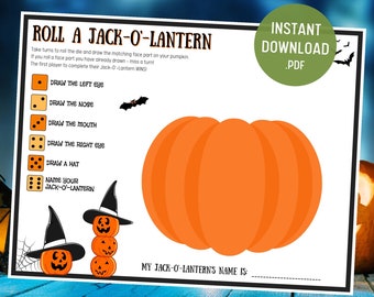 Roll a Jack O Lantern Kids Printable Halloween Game - Etsy