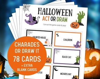 Halloween Charades Party Game Printable PDF (Download Now) - Etsy