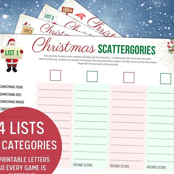 Printable Christmas Scattergories Bundle, Christmas Games Bundle ...
