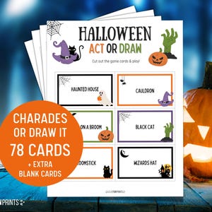 HALLOWEEN Charades Printable, Halloween Charades Cards, Halloween Party ...
