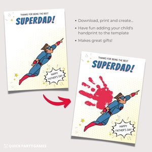 SUPERDAD Father's Day Printable | Handprint Art Craft | Superhero ...