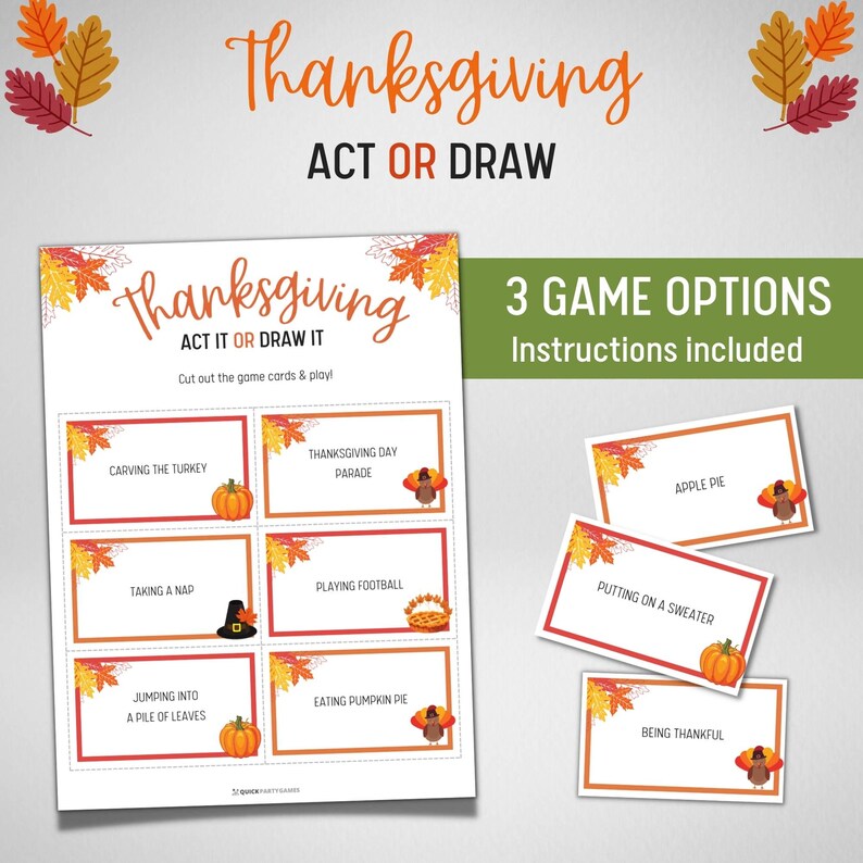 Thanksgiving Charades Printable, Thanksgiving Party Game, Friendsgiving ...