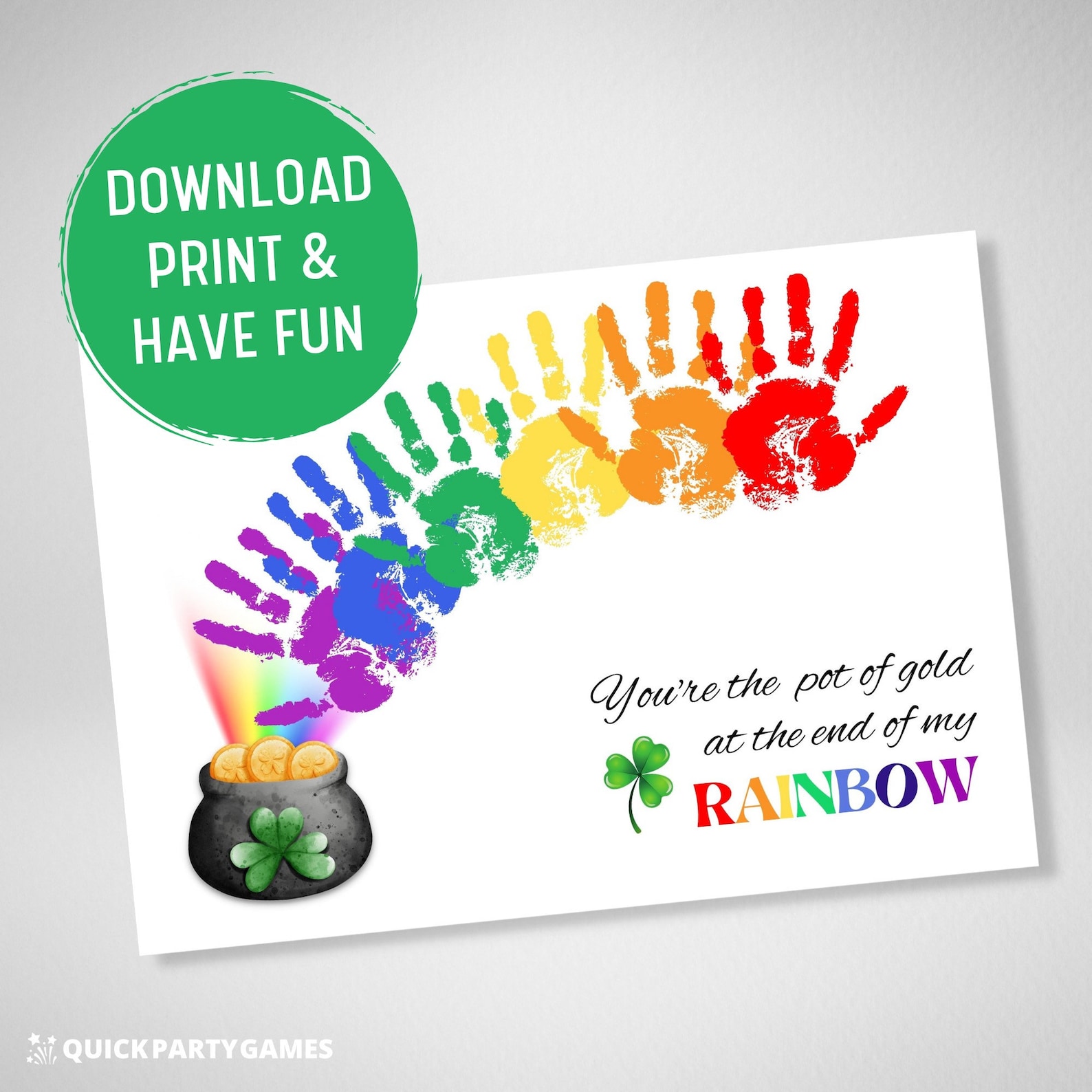 Printable Rainbow & Pot of Gold Handprint, St Patricks Rainbow ...