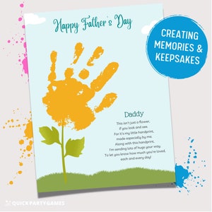 Father's Day Flower Handprint Art: Poem Keepsake (digital Print) - Etsy