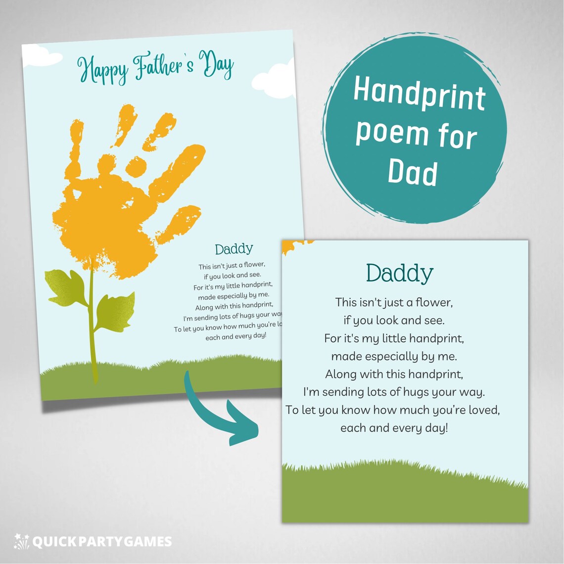 Father's Day Flower Handprint Printable Handprint Poem - Etsy
