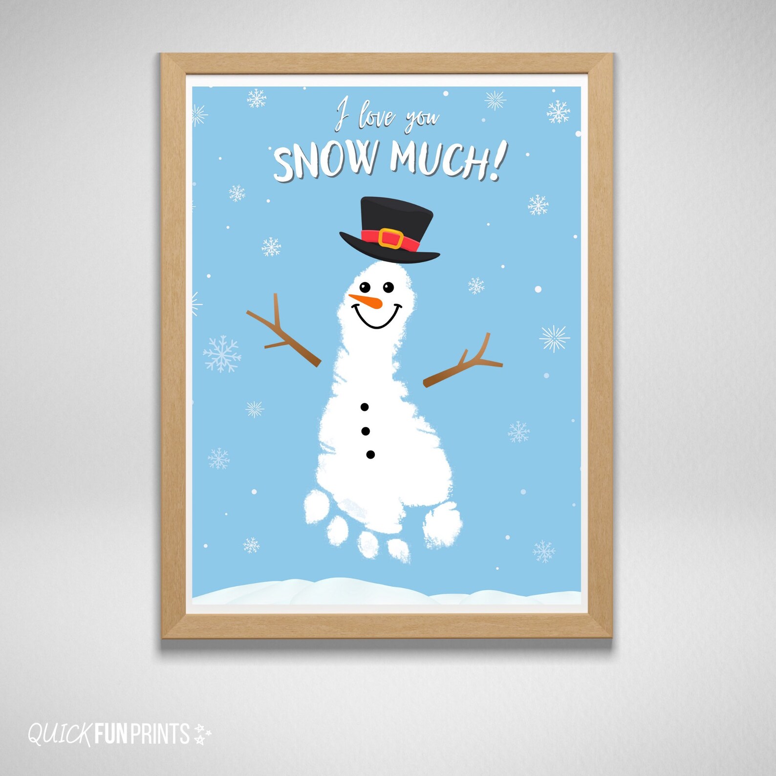 SNOWMAN Footprint, I Love You SNOW Much, Snowman Footprint, Christmas ...