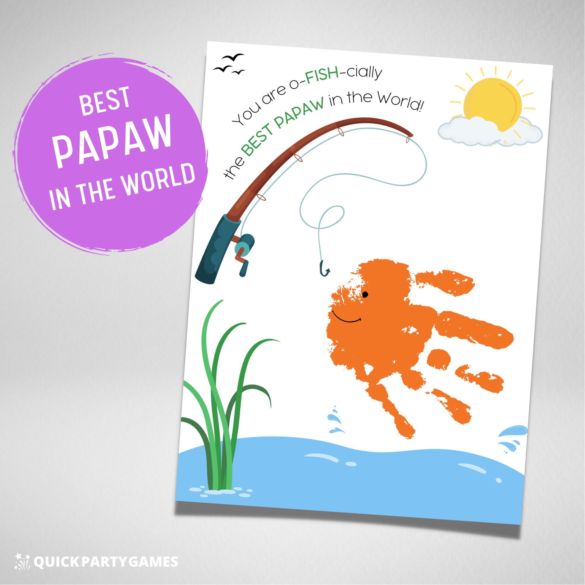 Best PAPAW Handprint Printable, Fathers Day Gift, Birthday Gift, Best ...