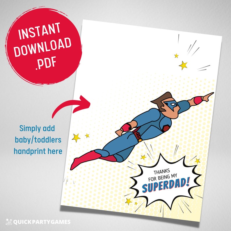 SUPERDAD Father's Day Printable | Handprint Art Craft | Superhero ...