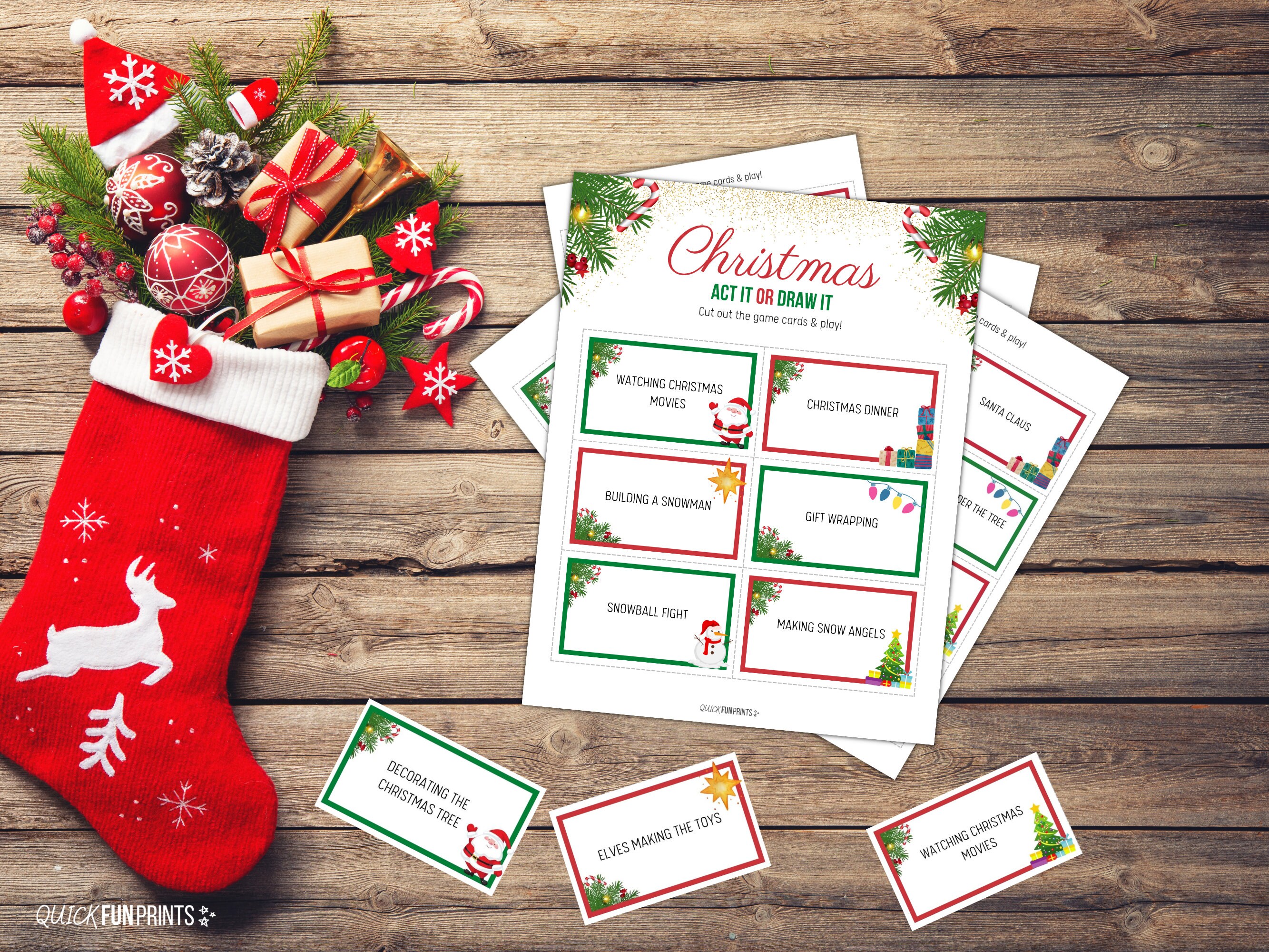 CHRISTMAS Charades & Christmas Pictionary. Christmas Charades Printable ...