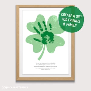 SHAMROCK Handprint Printable, St Patrick's Day Clover Kids Handprint ...