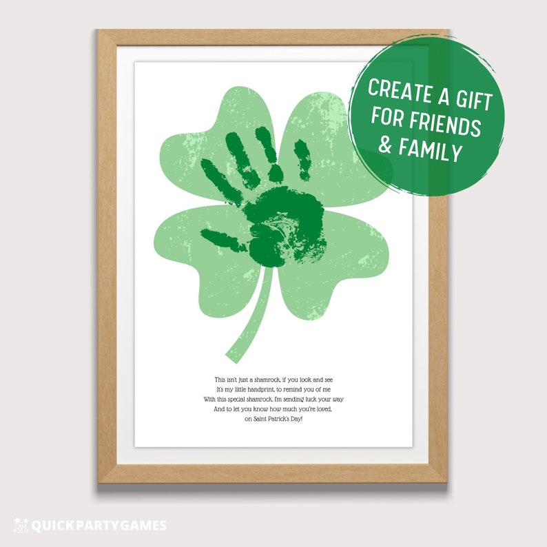 SHAMROCK Handprint Printable, St Patrick's Day Clover Kids Handprint ...