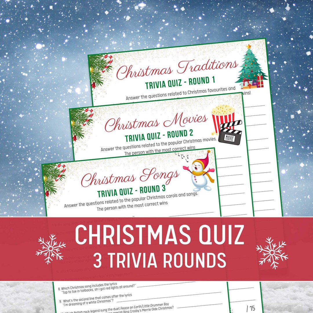 Christmas Trivia Game: Movies, Songs, Traditions (printable Quiz) - Etsy