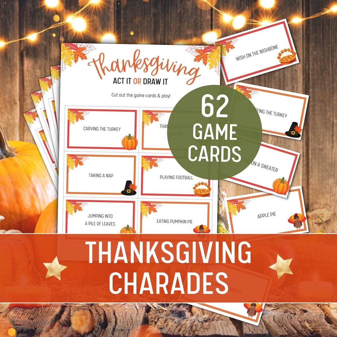 Thanksgiving Charades Printable, Thanksgiving Party Game, Friendsgiving ...