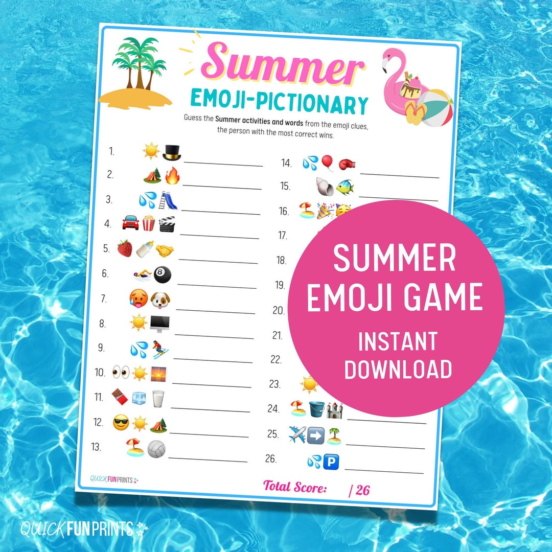 SUMMER Emoji Pictionary Summer Emoji Printable Quiz Summer - Etsy Singapore