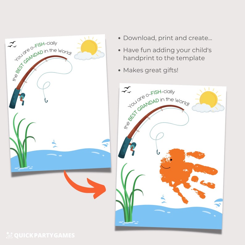 Grandad Father's Day Handprint Printable Handprint Craft Best Grandad ...
