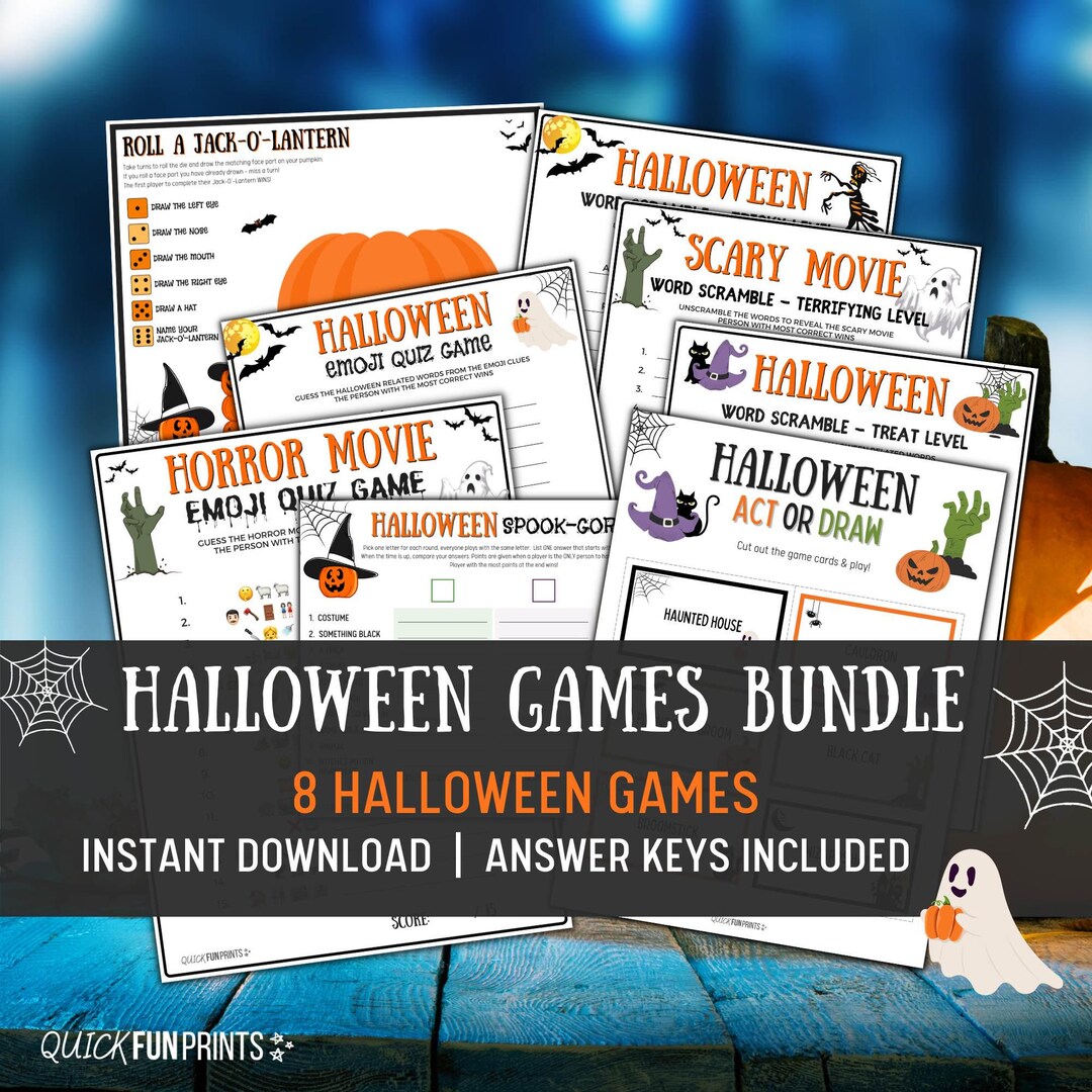 Halloween Party Games Bundle: Printable Halloween Charades, Halloween ...