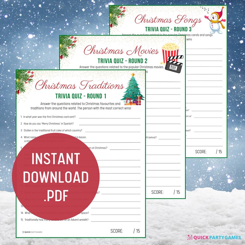 Christmas Quiz With Answers, Printable Christmas Trivia Quiz, Christmas ...