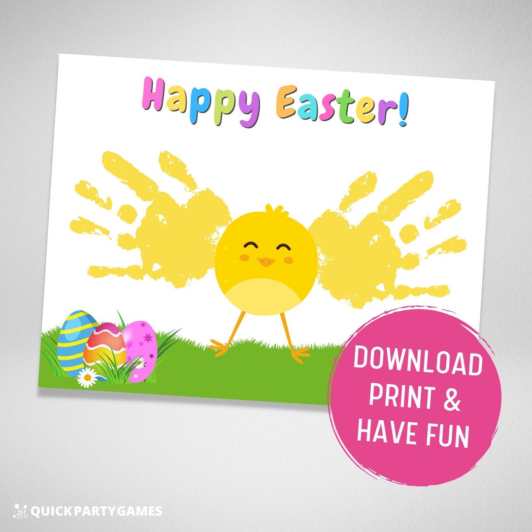 EASTER Chick Handprint Card, Happy Easter Handmade Gift, Easter Chicken ...