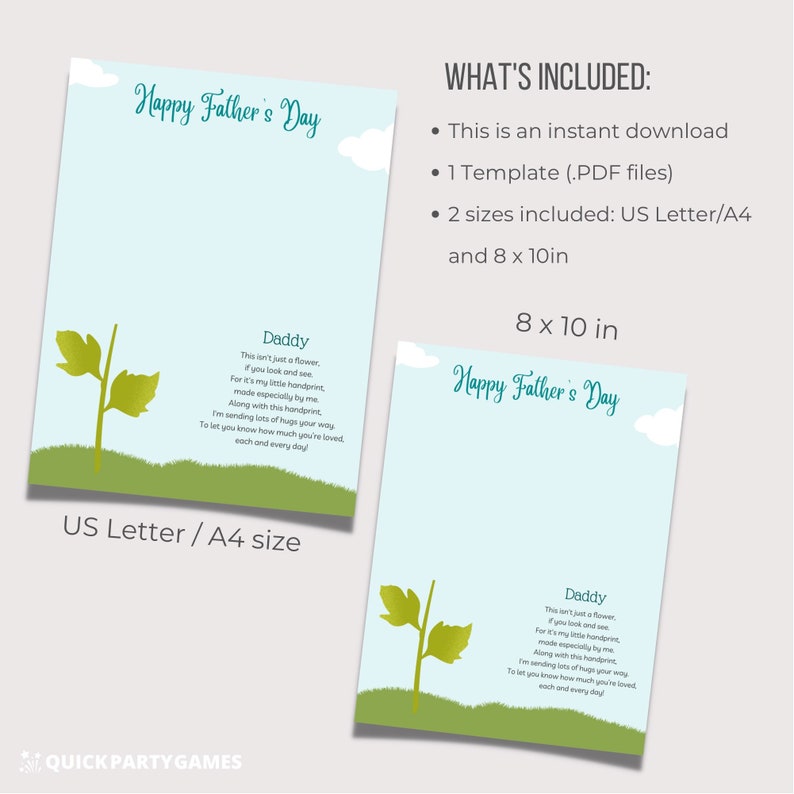 Father's Day Flower Handprint Printable Handprint Poem - Etsy