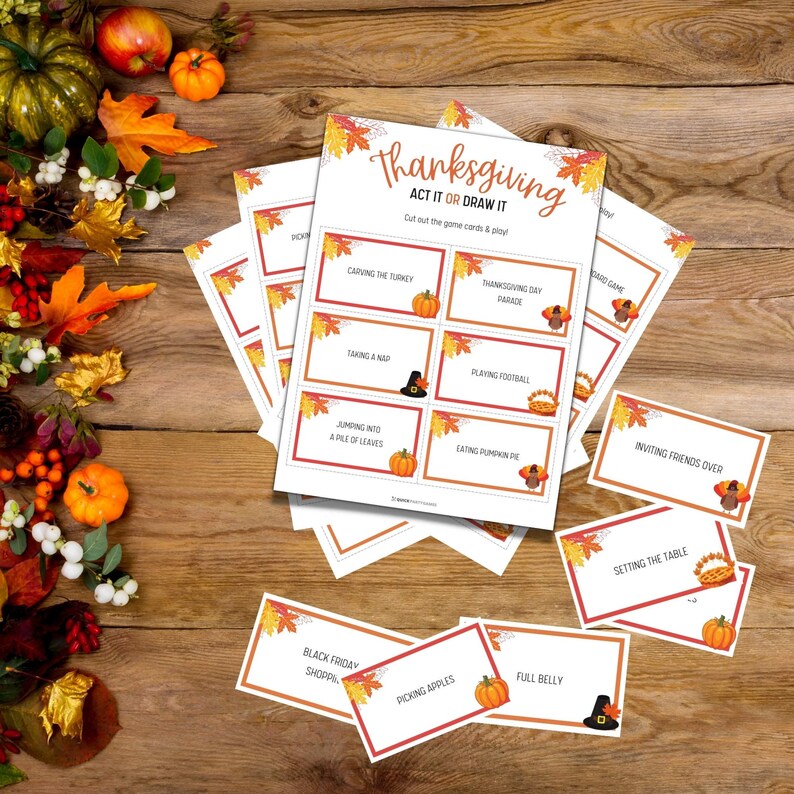 Thanksgiving Charades Printable, Thanksgiving Party Game, Friendsgiving ...