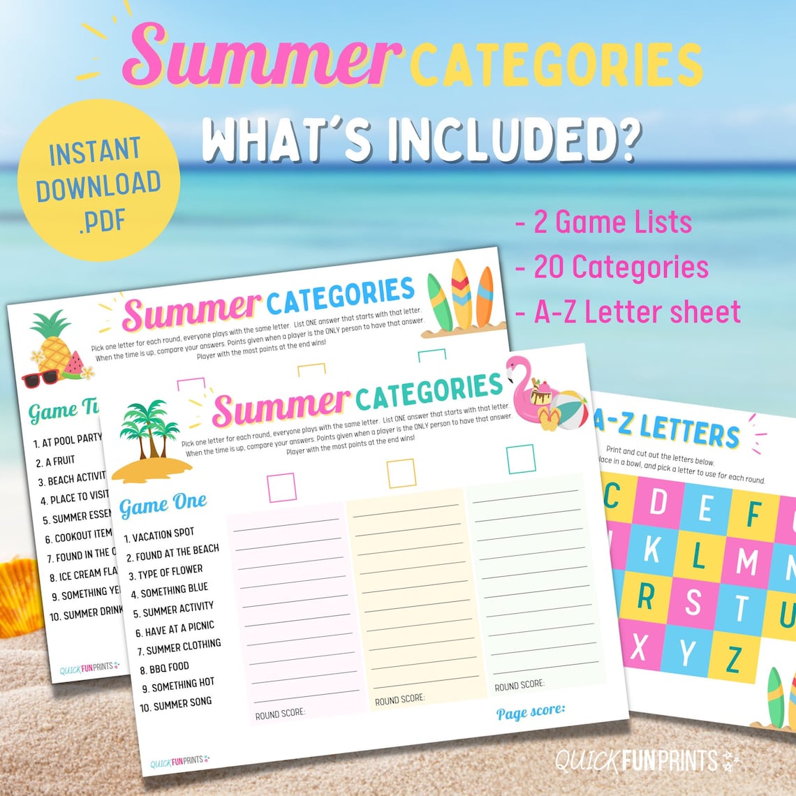 SUMMER Scattergories Game 2 Game Lists Categories - Etsy