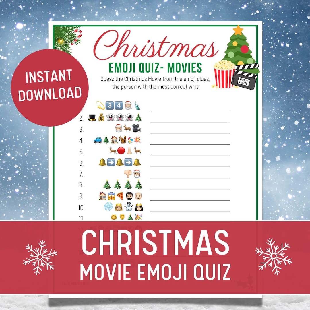 Christmas Movie Emoji Quiz, Printable Holiday Family Game, Christmas ...