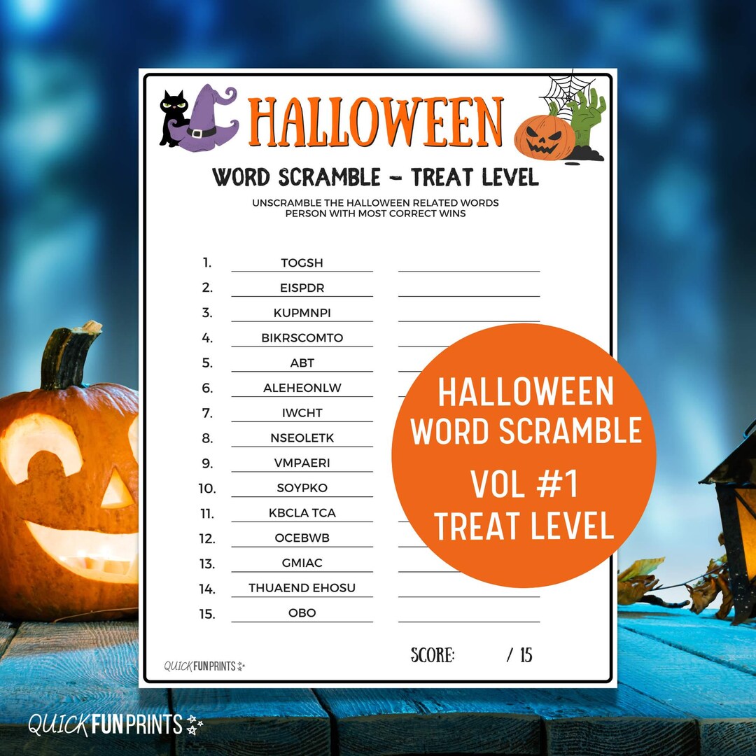 Halloween Word Scramble Game: Treat Level, Printable (PDF) - Etsy
